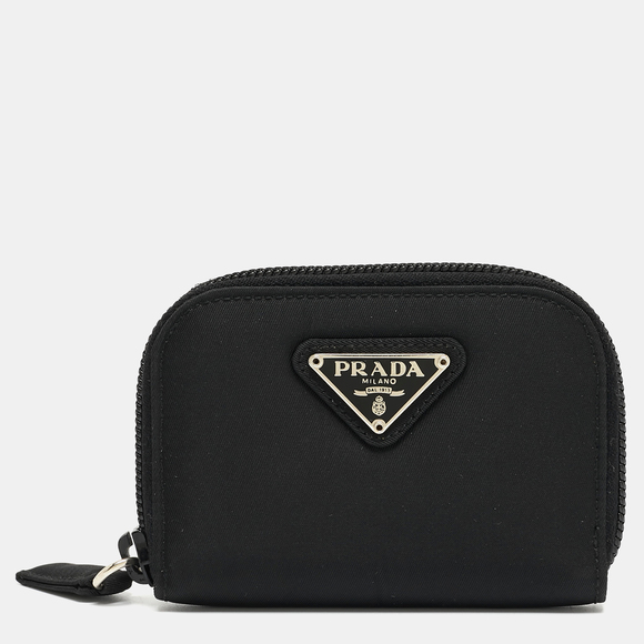 Prada | Bags | Prada Black Nylon Triangle Logo Coin Purse | Poshmark